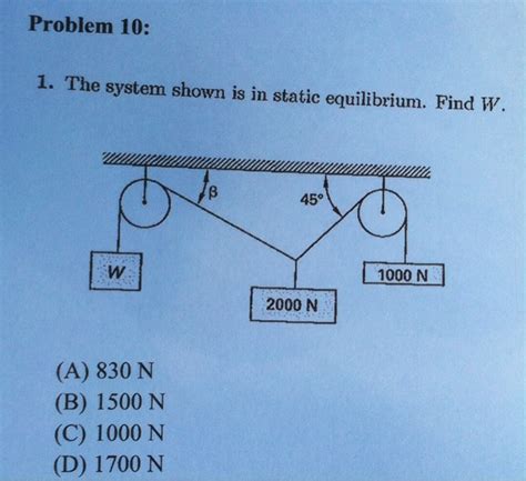 Solved Problem The System Shown Is In Static Find W Chegg