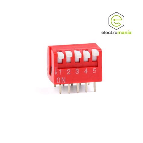 Dip Switch Rojo Lateral 254mm 5 Pines Electromanía Perú