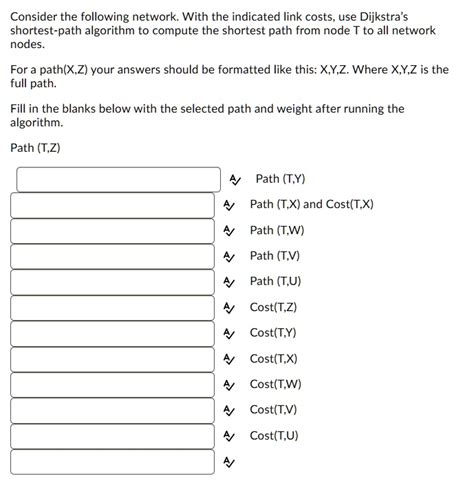 Solved Consider The Following Network With The Indicated Link Costs Use Dijkstras Shortest