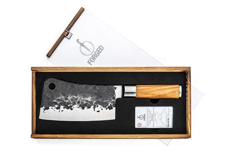 Forged Olive Wood Cleaver 440c Japanese Steel 19cm The Cyprus Bbq Store
