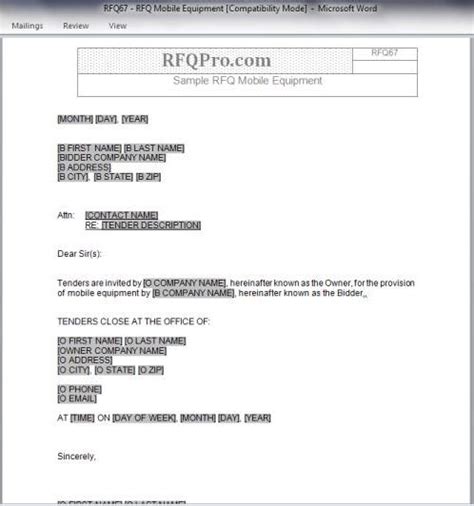 Rfq Templates Rfp Templates Free Sample Request For Proposal Form