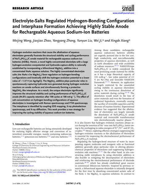 Electrolyte‐salts Regulated Hydrogen‐bonding Configuration And Interphase Formation Achieving