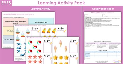eyfs subtracting using objects learning activity classroom secrets
