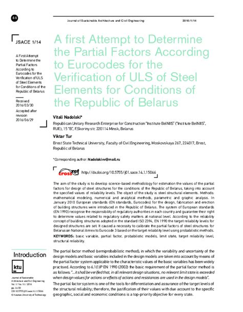 Pdf A First Attempt To Determine The Partial Factors According To Eurocodes For The