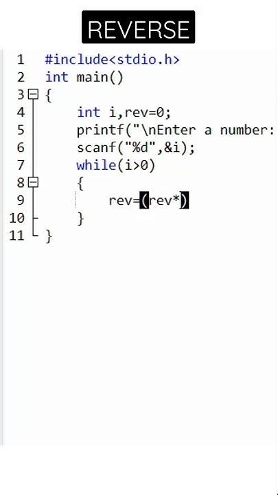 Reverse Of A Number C Programming Shorts Clanguage Youtube