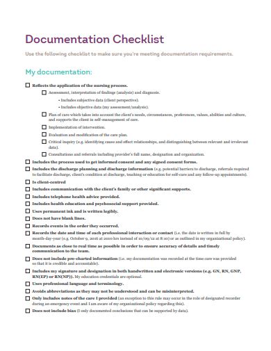 Free 20 Documentation Checklist Samples In Pdf Ms Word