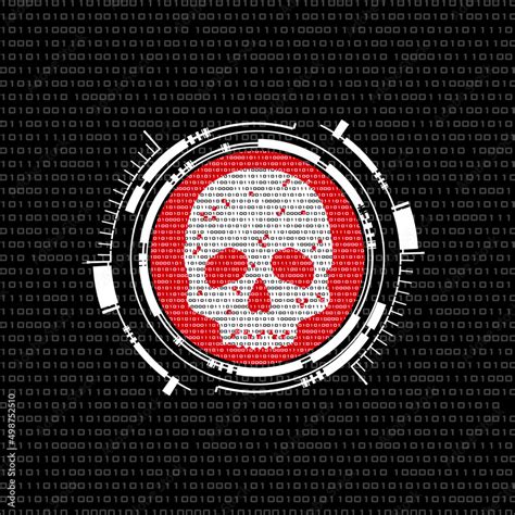 Pirate Skull Hacking System Breach Virus Malware With Binary Code