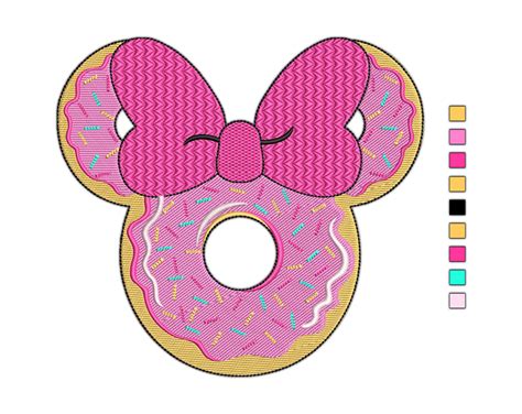 Donuts Ears Machine Embroidery Files Donut With Sprinkles Pink Icing