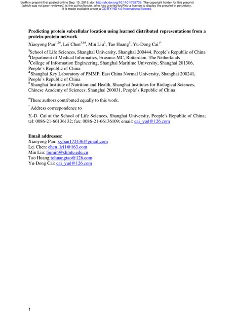 Pdf Predicting Protein Subcellular Location Using Learned Distributed