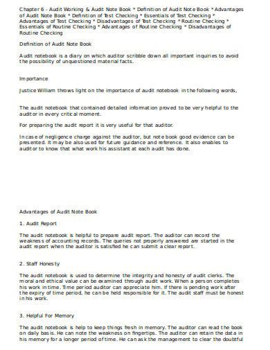 Audit Notes Templates In Doc Excel PDF