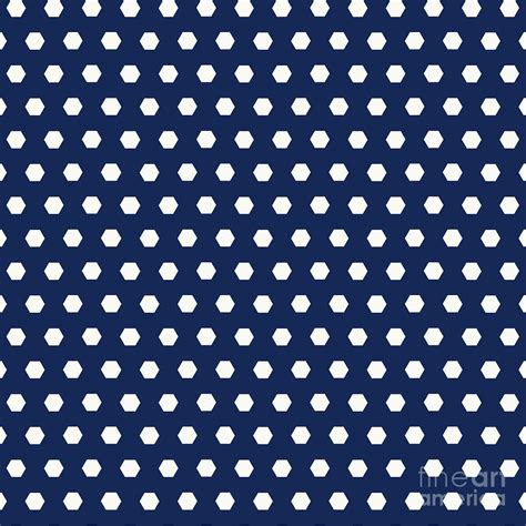 Inverse Hexagon Honeycomb Kikko Dot Pattern In Soft White And Navy Blue