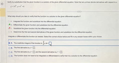 Solved Verify By Substitution That The Given Function Is A Chegg Com