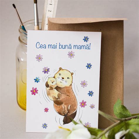 Поздравителна картичка с плик За рожден ден за майка Видра 11x16см Emag Bg