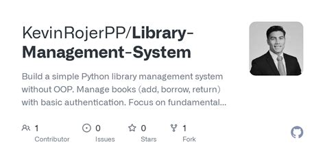 Github Kevinrojerpplibrary Management System Build A Simple Python