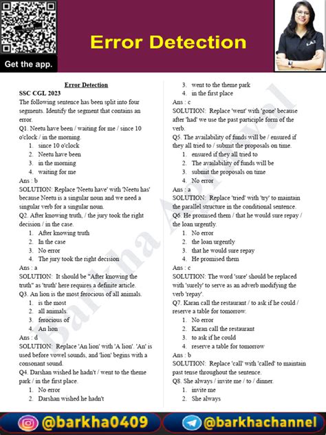 064 Error Detection English Pdf Verb Nursing