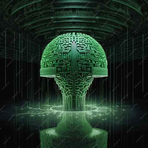 Premium Photo Illustration Of Green Ascii Art Of A Brain Submerged In A Water Tank
