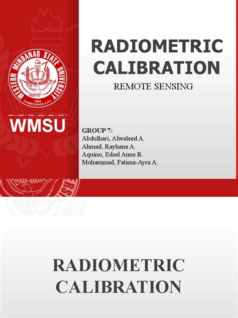 Group 7 Radiometric Calibration Pdf Remote Sensing Calibration
