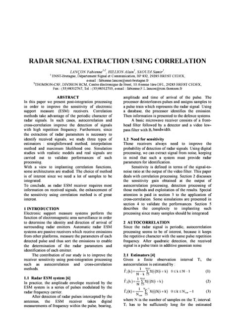 pdf radar signal extraction using correlation