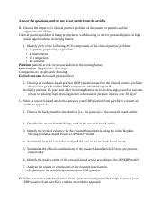 PICO1 Docx Answer The Questions And Try Not To Use Words From The Articles B Discuss The