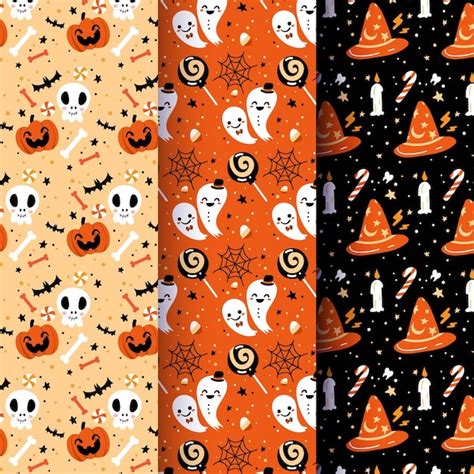 Free Vector Hand Drawn Flat Halloween Patterns Collection