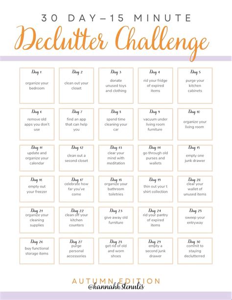 30 day declutter challenge 15 minute tasks