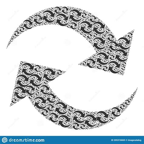 refresh arrows fractal collage of itself icons stock vector