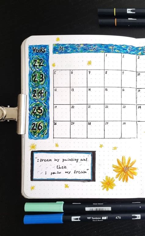 Van Gogh Themed Bullet Journal
