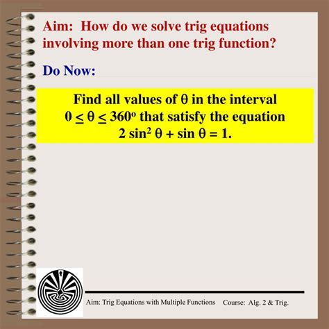PPT Aim How Do We Solve Trig Equations Involving More Than One Trig Function PowerPoint