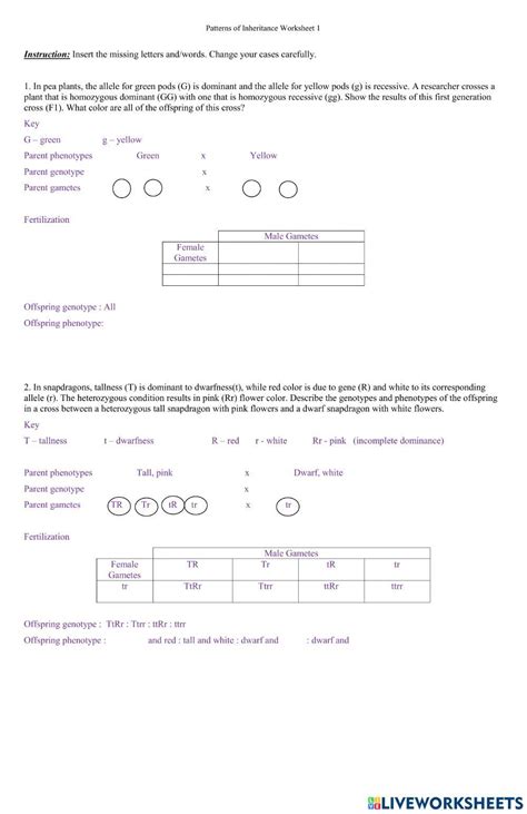 Free Patterns Of Inheritance Worksheet Download Free Patterns Of Inheritance Worksheet Png