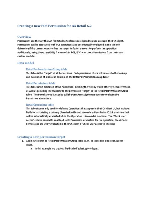 Creating A New Pos Permission For Ax Retail 6 Pdf Computer Engineering Data