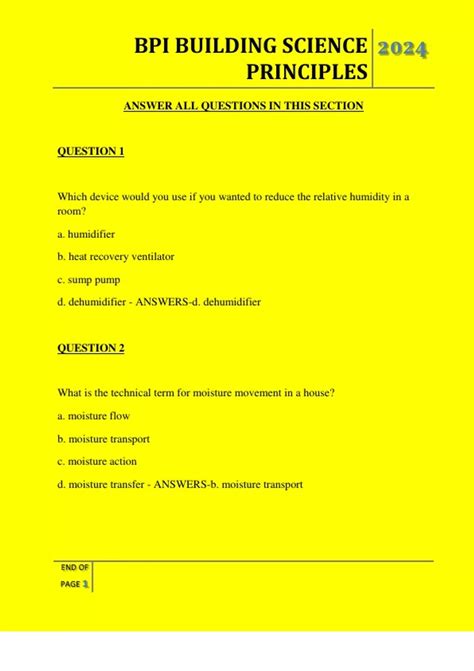 Bpi Building Science Principles Questions And Answers 2024 Bpi Building Science Principles