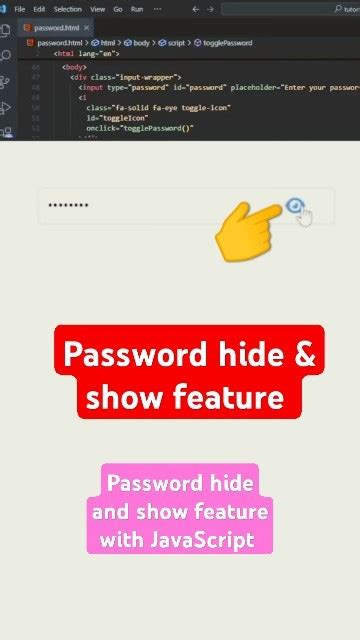Password Hideshow Tutorial Js Javascripttutorial Coding Javascriptforbeginners
