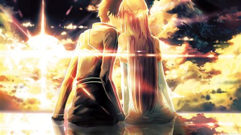 Hd Romantic Kiss Kirito And Asuna At Sunset Sword Art Online Wallpaper Download Free 139161