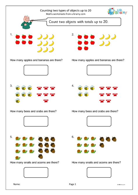 Counting Two Types Of Objects Up To 20 Counting By