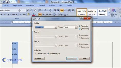 3 Cara Mengurutkan Sorting Data Microsoft Word Terbaru