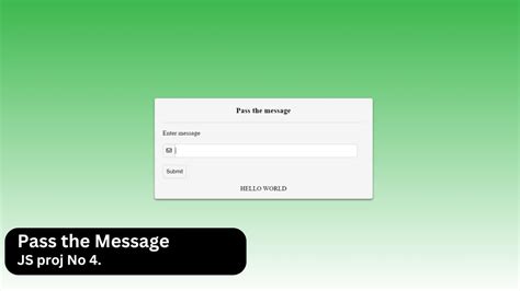 Beginner Projects Html Css And Javascript Pass The Message Youtube
