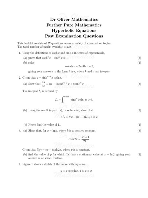 Hyperbolic Equations Questions Olivier Pdf Equations Exponential Function