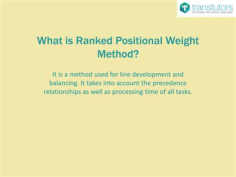 ranked positional weight method management pptx business