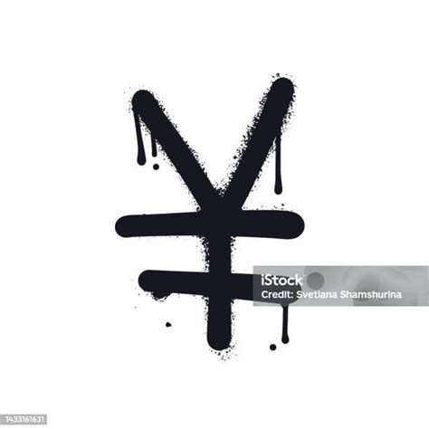 도시 낙서 스타일의 엔과 위안의 통화 아이콘 흰색 배경에 고립 된 얼룩이있는 통화의 검은 스프레이 낙서 기호 벡터 질감 스프레이 일러스트레이션 그래피티에 대한 스톡 벡터