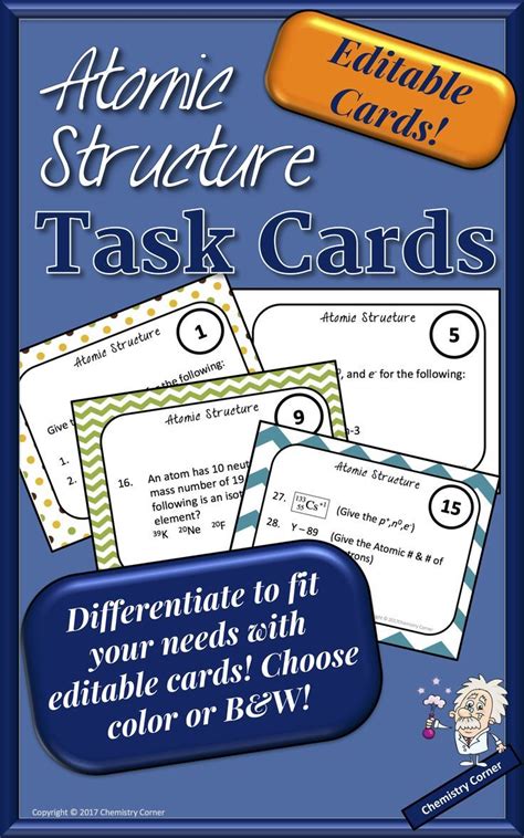 Atomic Structure Task Cards Print Digital Task Cards Science Task Cards Chemistry Lesson Plans