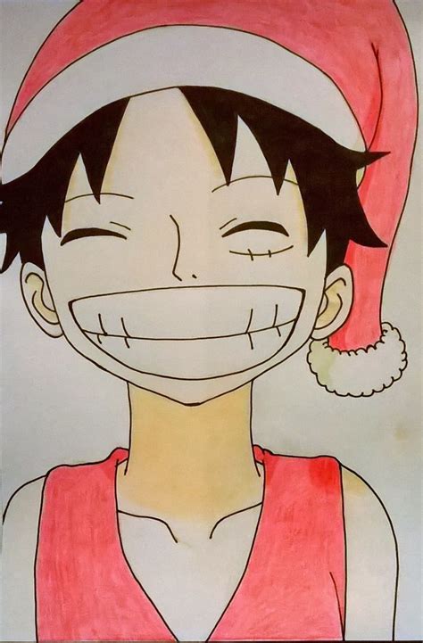 Monkey D Luffy Santa Hat One Piece Artwork Luffy How To Draw Hands