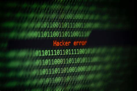 Hacked Computer Technology Binary Code Number Data Alert Hacker Error On Display Screen Stock
