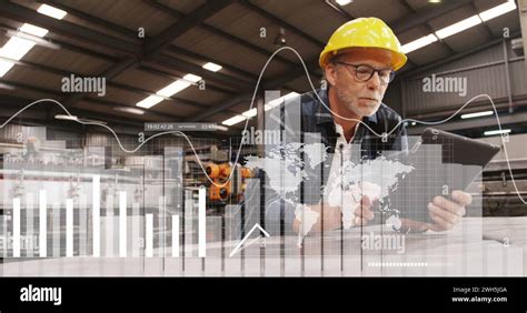 Image Of Statistics And Data Processing Over Caucasian Male Engineer