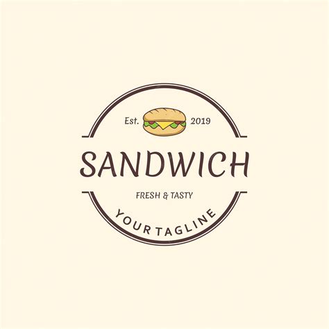 벡터 개념으로 샌드위치 로고 템플릿 프리미엄 벡터