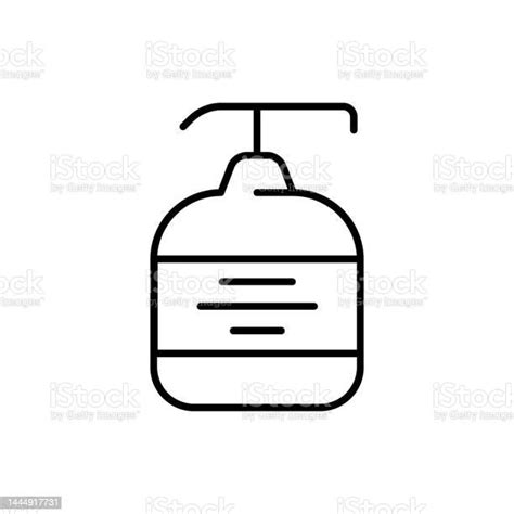 디스펜서 라인 아이콘입니다 액체 비누 살균제 방부제 손 씻기 개인 위생 검역 코로나 바이러스 거리두기 건강 관리 개념입니다 흰색