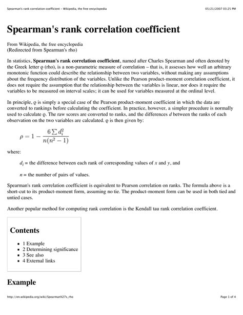 spearman s rank correlation coefficient