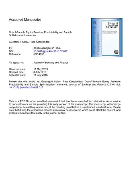 Pdf Out Of Sample Equity Premium Predictability And Sample Splitinvariant Inference