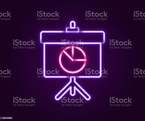 그래프 일정 차트 다이어그램 인포그래픽 검은 색 배경에 격리된 원형 그래프 아이콘이 있는 빛나는 네온 라인 프레젠테이션 보드 다채로운 개요 개념 벡터 0명에 대한 스톡 벡터