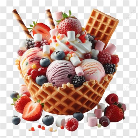 와플 그릇에 과일과 마시멜로를 넣은 아이스크림 크림 과일 그릇 Png 일러스트 및 이미지 에 대한 무료 다운로드 Pngtree