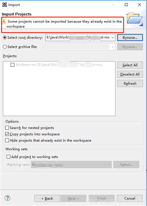 Some Projects Cannot Be Imported Because They Already Exist In The Workspace Csdn博客